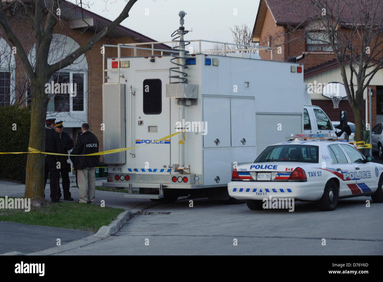 TORONTO, CA., 22 Apr 2013 -A RCMP command post sits outside the home of ...