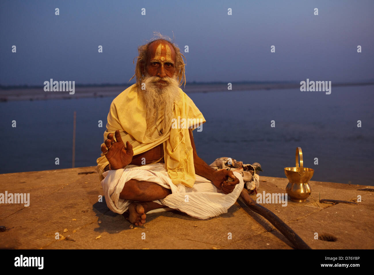 Old Sadhu and Ganges in Varanasi, India Stock Photo - Alamy