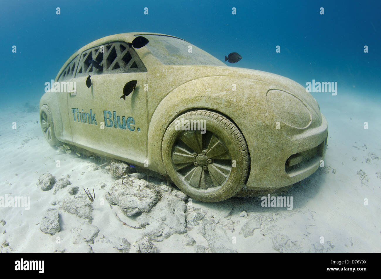 Mexico Cancun Car at bottom sea in Cancun Underwater Museum in ...