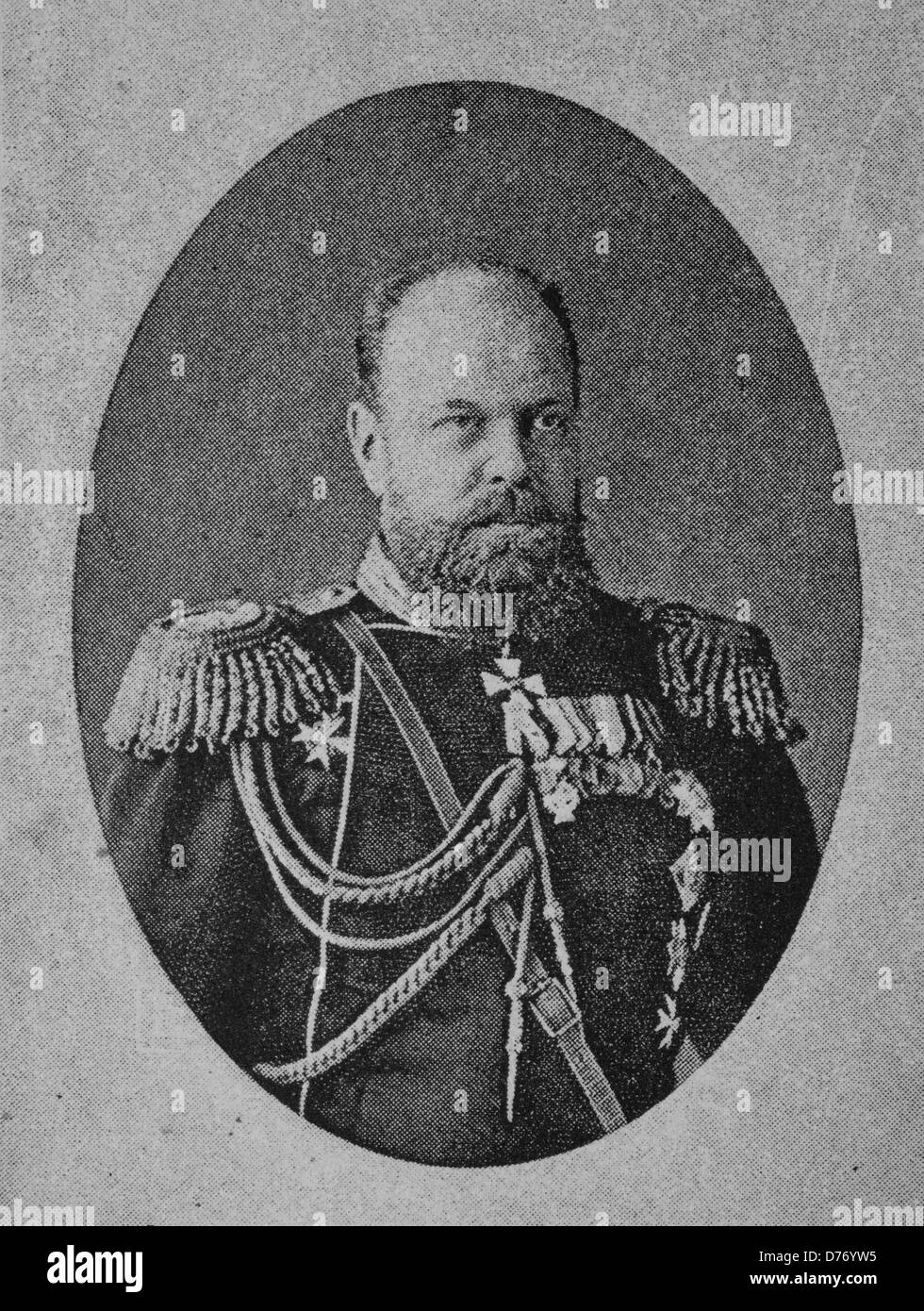 Alexander III, 1845 - 1894, Emperor of Russia, woodcut from 1880 Stock ...