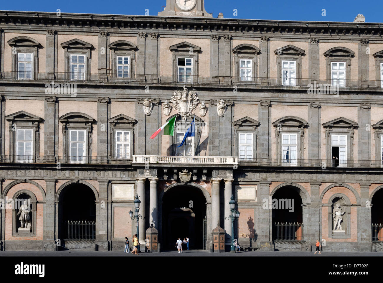 Naples. Italy. View of the noble facade of the Palazzo Reale or Royal ...