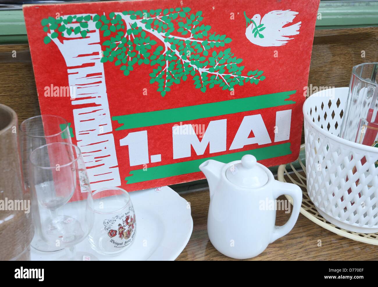 1st of May is written on an old sign at Cafe Sorgenfrei (lit: Carefree ...