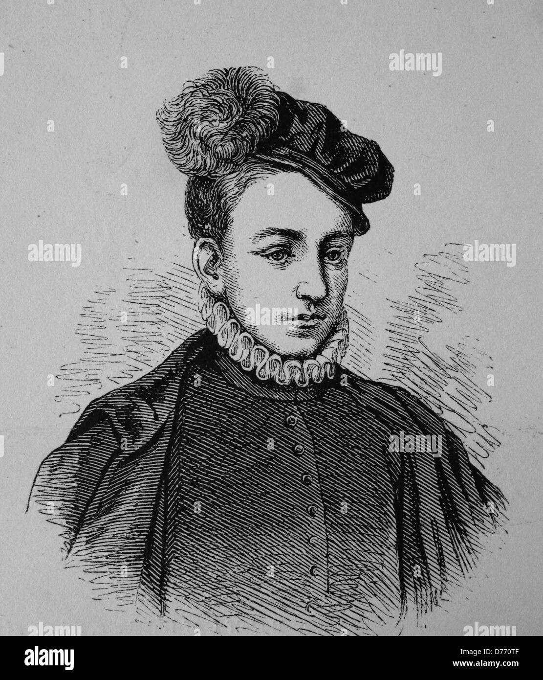 Charles IX of Valois, 1550 - 1574, King of France, historical woodcut ...