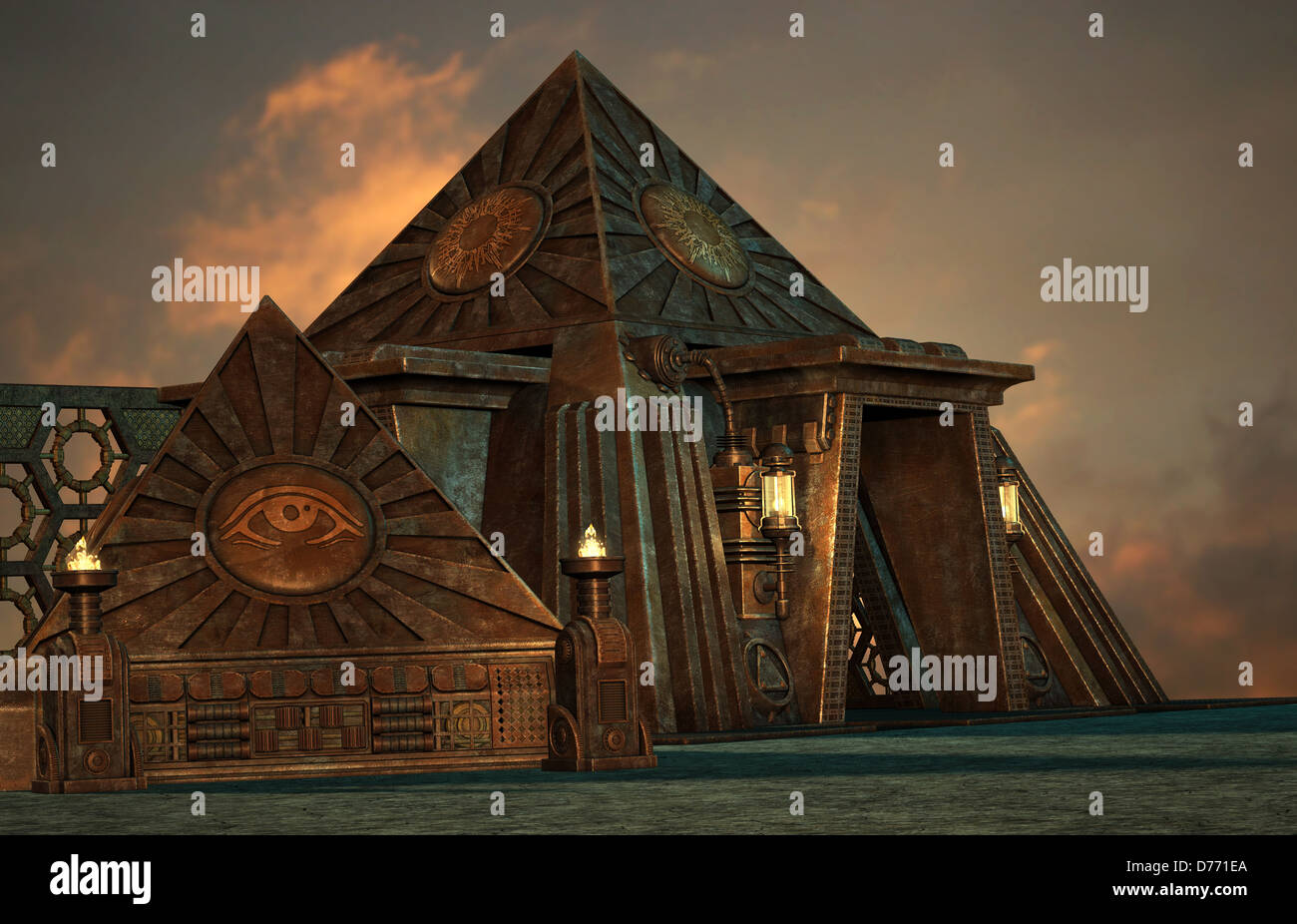 an illustration of two pyramids in steampunk style Stock Photo - Alamy
