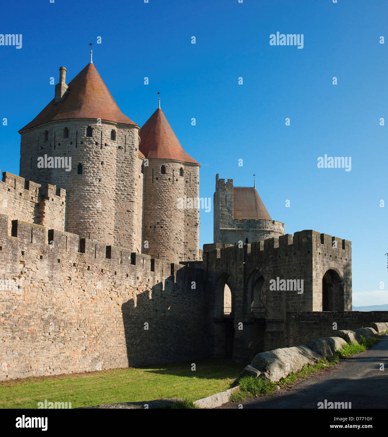The double outer rampart walls main entrance gateway fortified medieval ...