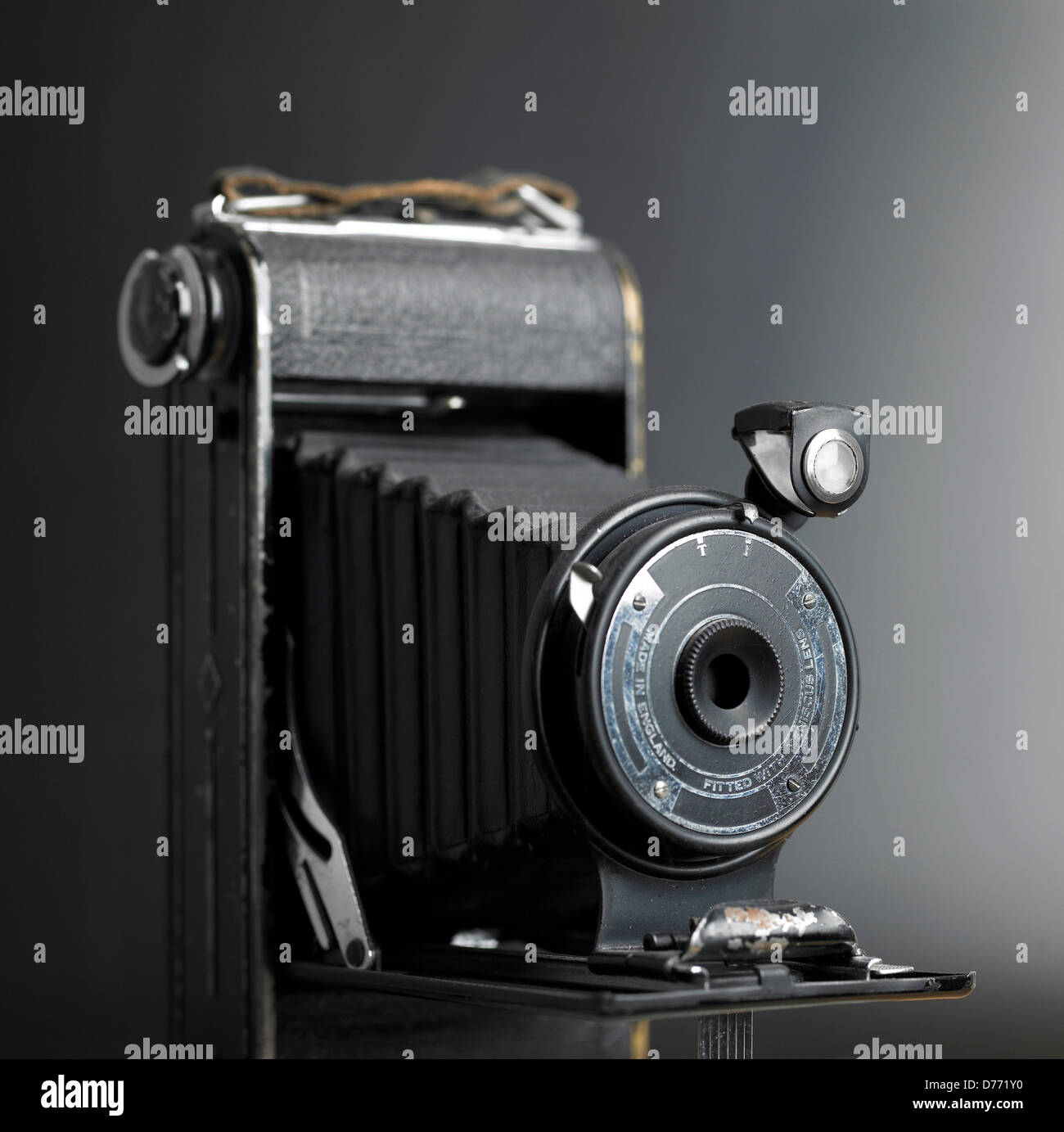 Old British bellows film camera circa mid 20th century; differential ...