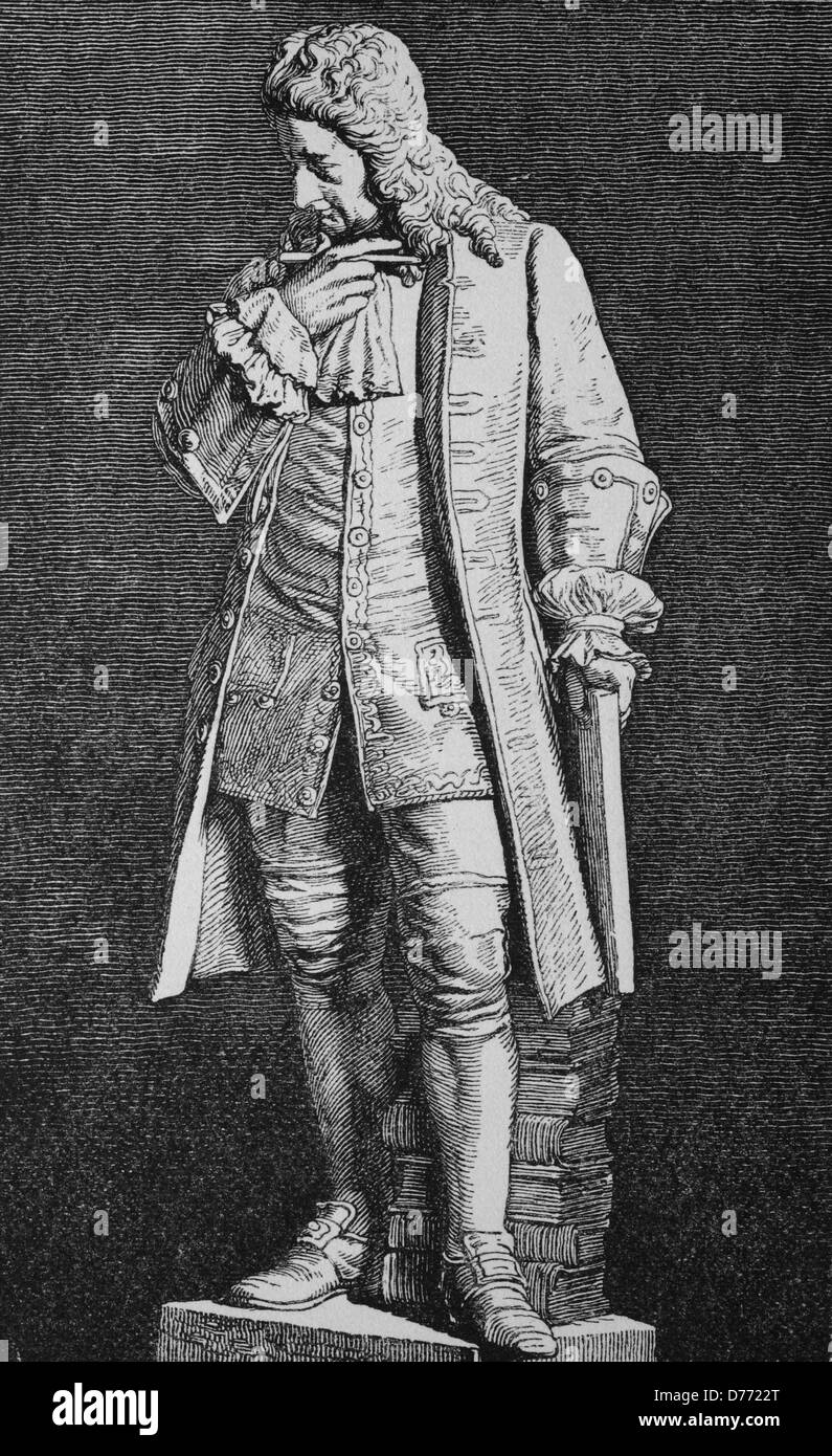 Gottfried Wilhelm Leibniz, 1646 - 1716, German scientist, woodcut from ...