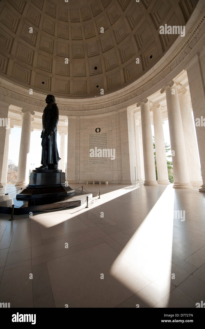 Statue Thomas Jefferson below dome inside neoclassical Jefferson ...