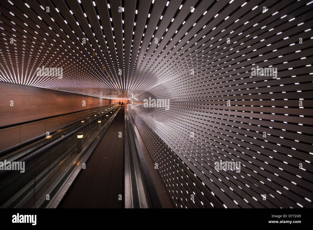 Tunnel moving walkway intricate light display joining National Gallery ...