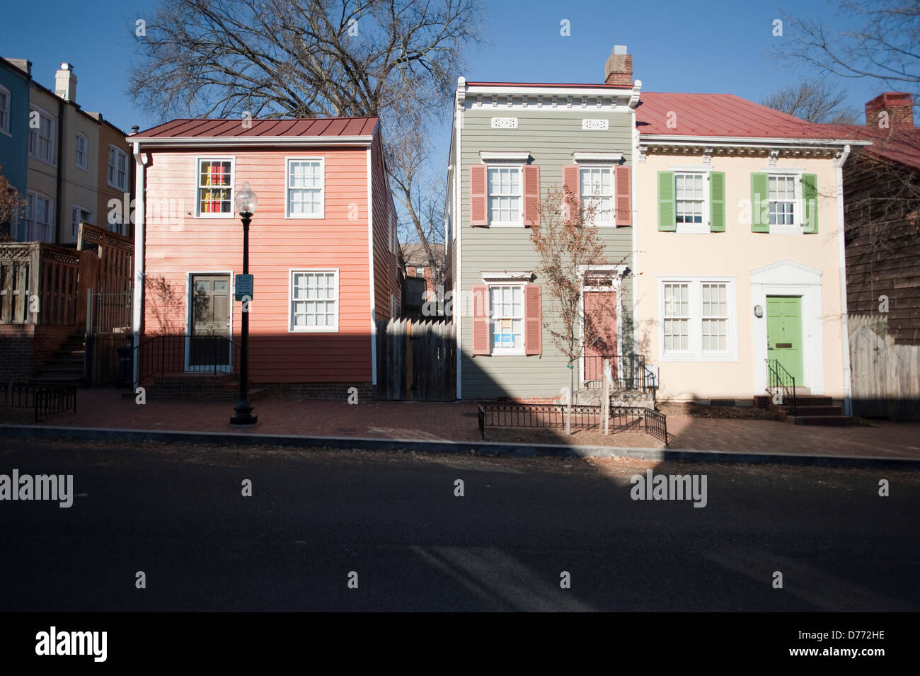 Colourful frontages old houses in historic district Georgetown in Fall ...