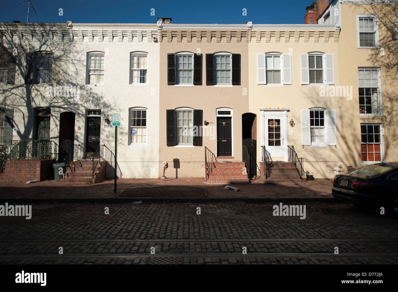 Charming frontages old houses in historic district Georgetown in Fall ...