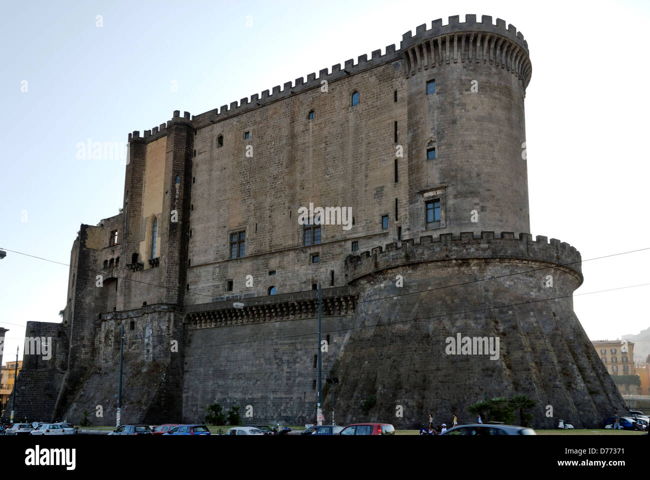 Naples. Italy. View of rear or seaward end tower, Torrre del Beverello ...