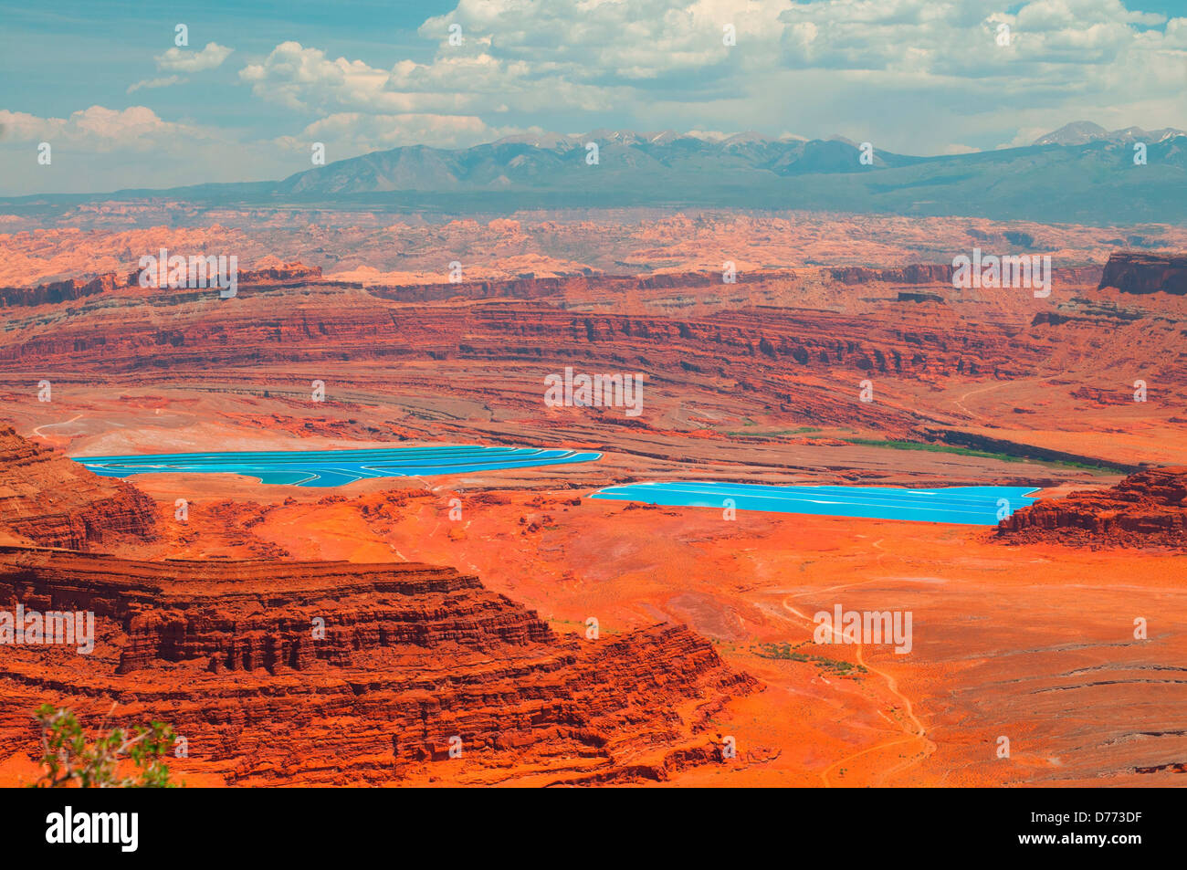 Bright blue solar evaporation ponds are seen Dead Horse Point State ...