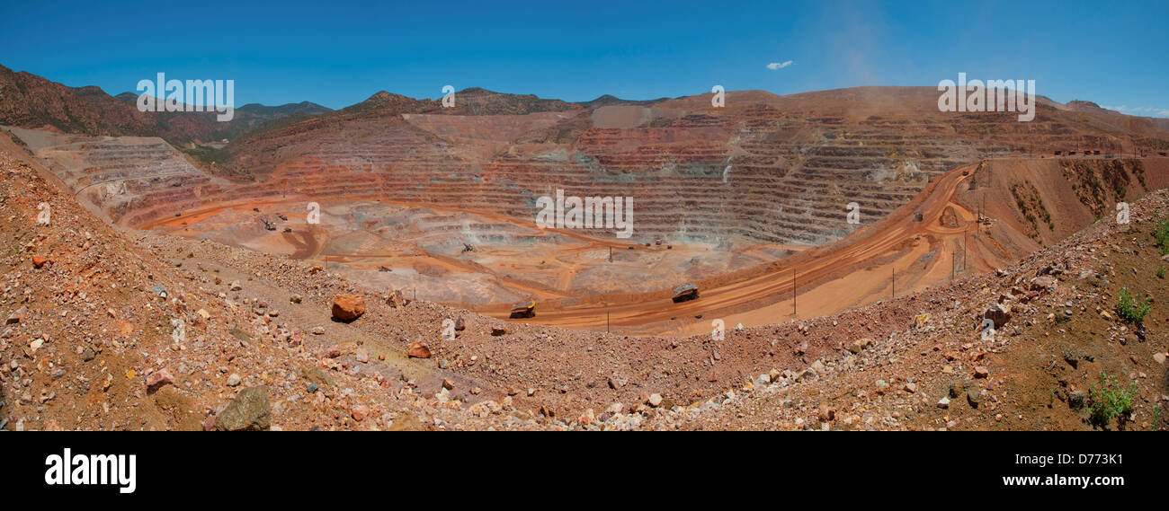 A panorama shows open-pit Morenci Mine in Morenci Arizona largest ...