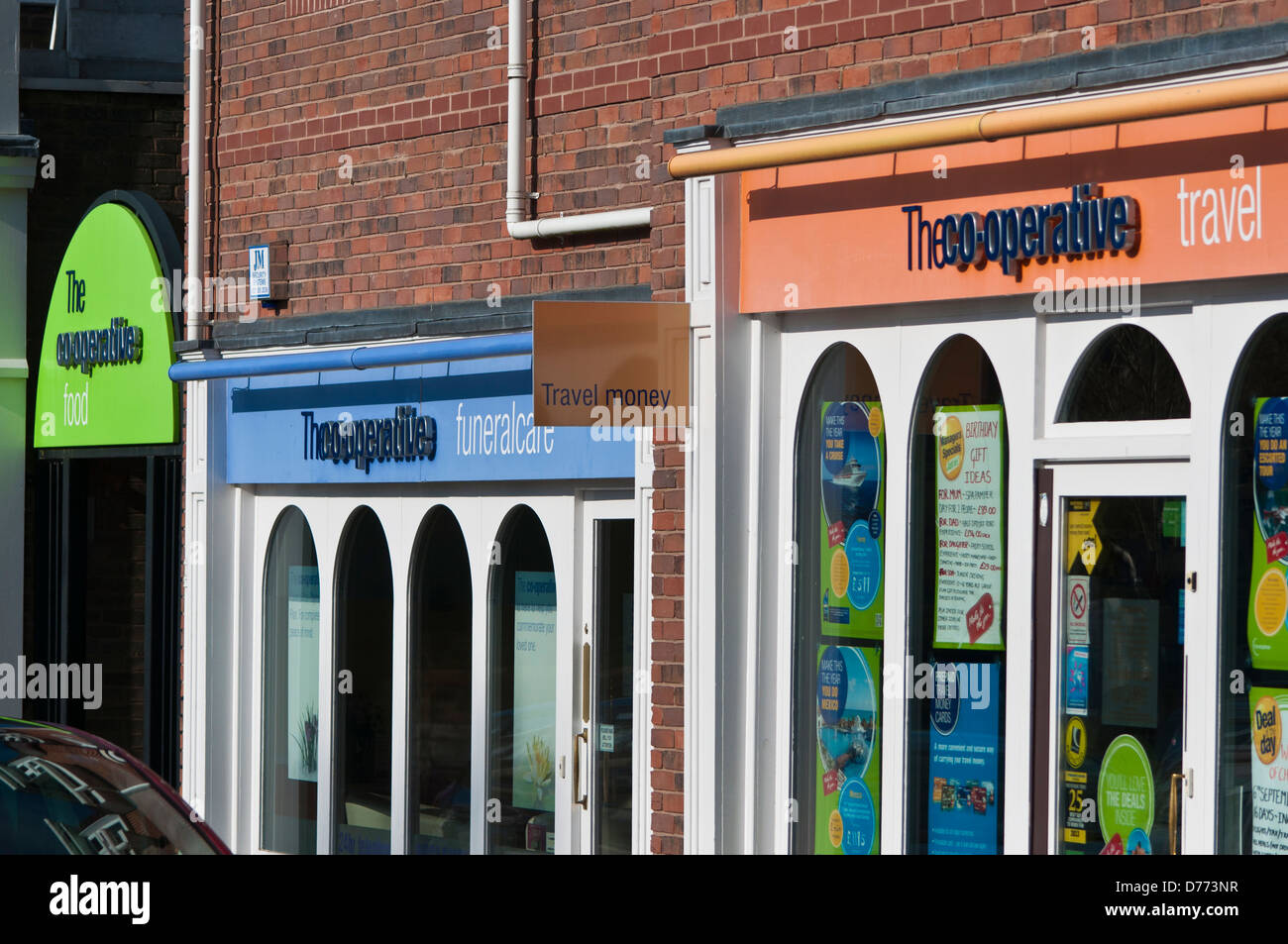 Row of coop shops The co-operative Stock Photo - Alamy