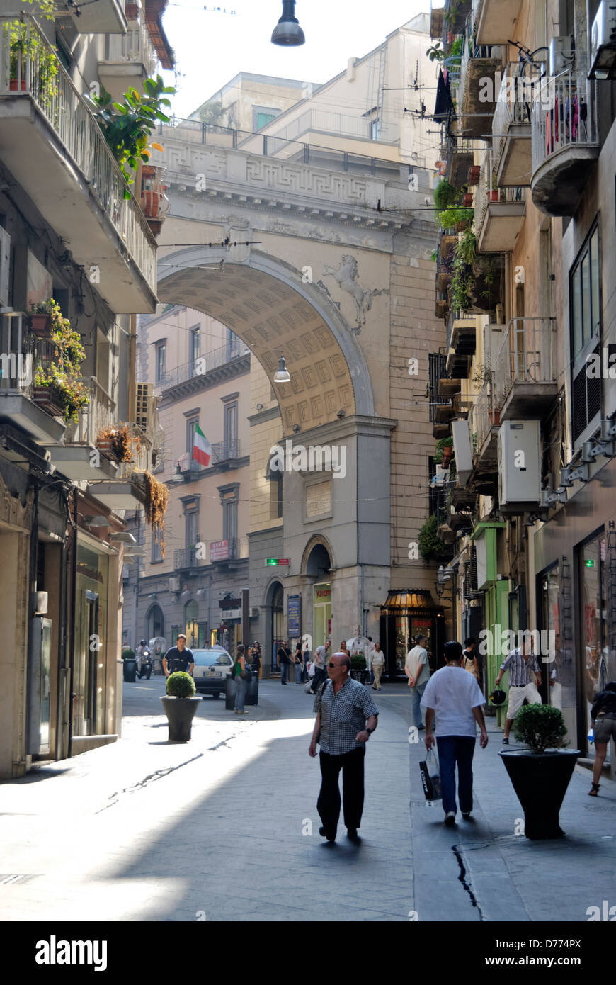Naples. Italy. View of the bridge and a section of via Chiaia which is ...