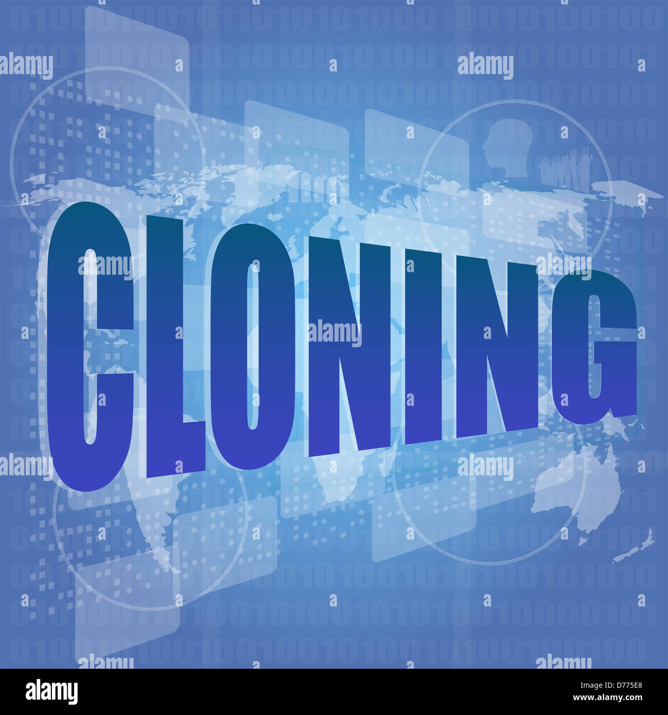 business concept: words cloning is a marketing on digital screen Stock ...