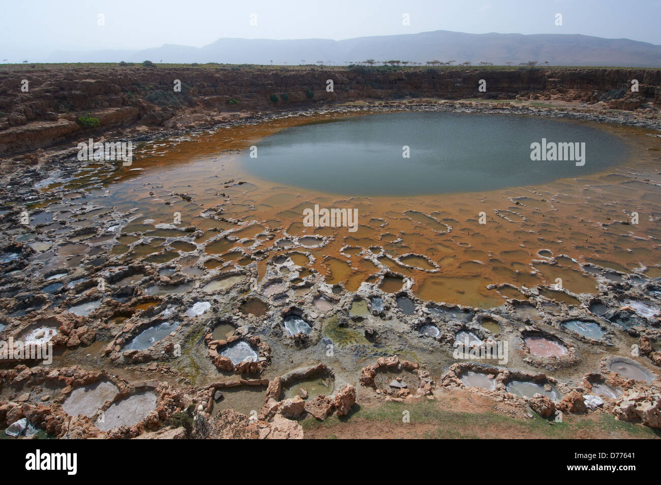 Salt distillation pond on the island of Socotra Stock Photo - Alamy