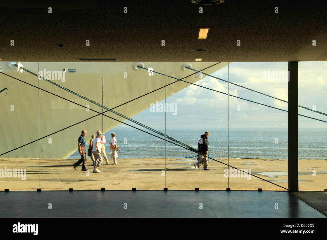Passengers walking along the quayside, cruise ship terminal, Port of ...