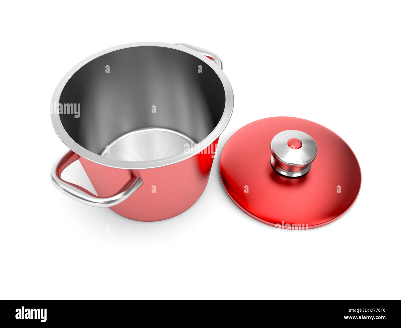Red empty cooking pot on white background Stock Photo - Alamy