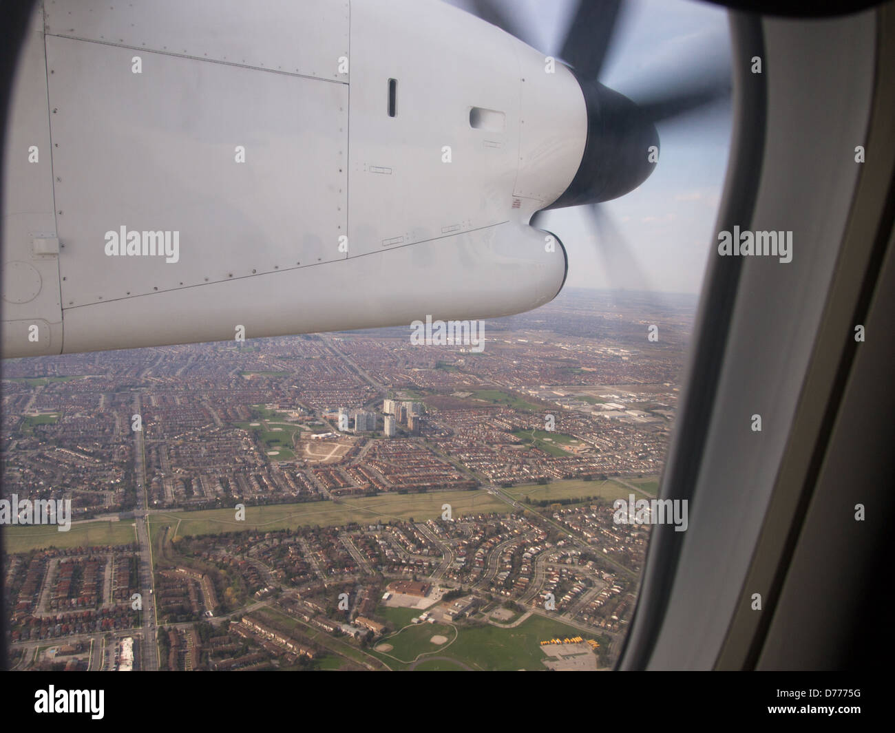 airplane engine and prop out of aircraft window Stock Photo - Alamy