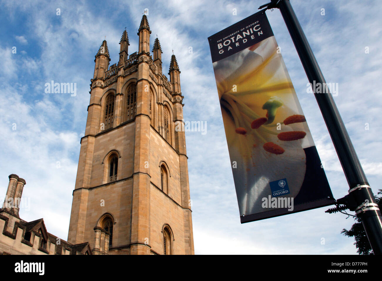 Magdalen college tower next to the Botanic Gardens in the city of ...