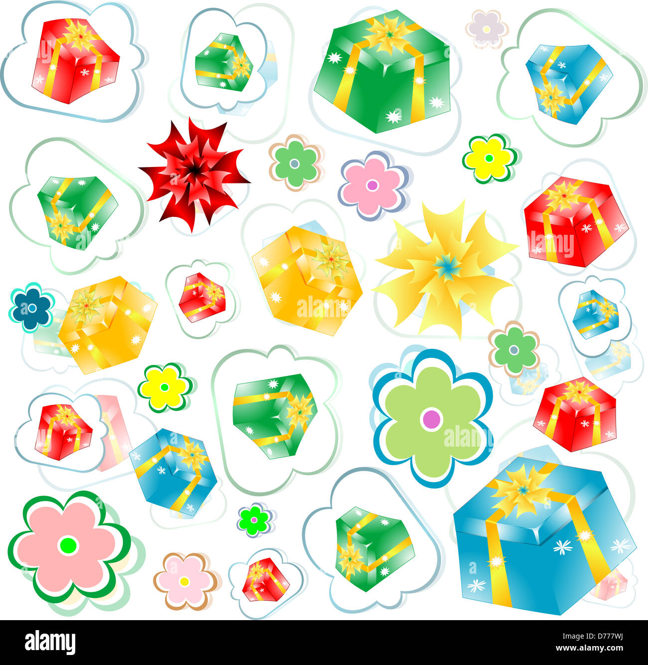 seamless background of gift boxes with different pattern Stock Photo ...