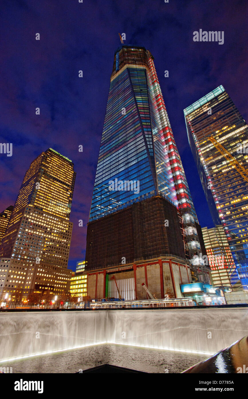 National September 11 Memorial new World Trace Center at twilight Stock ...
