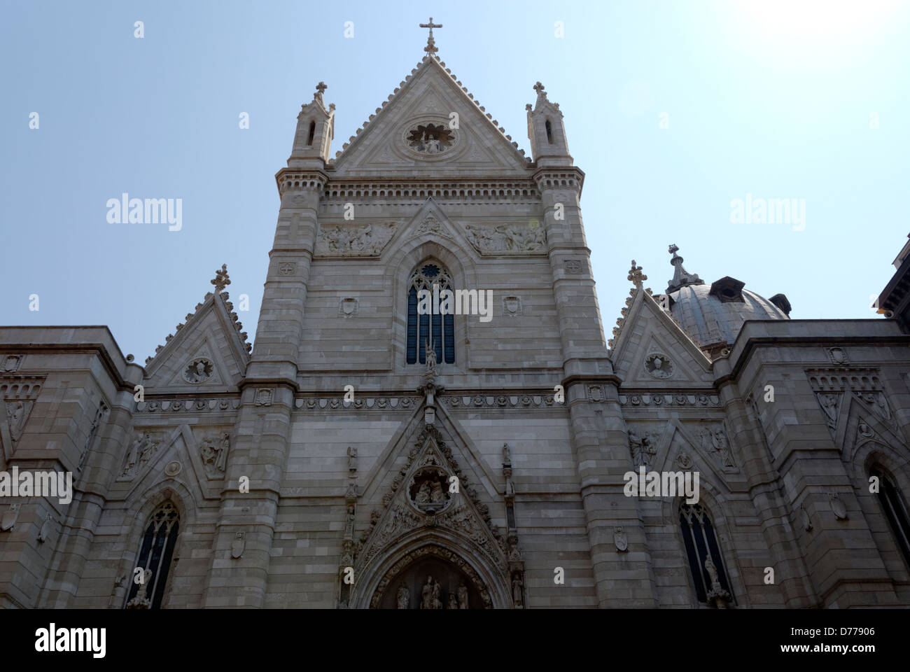 Naples. Italy. The neo Gothic facade of the Duomo or the Cathedral of ...