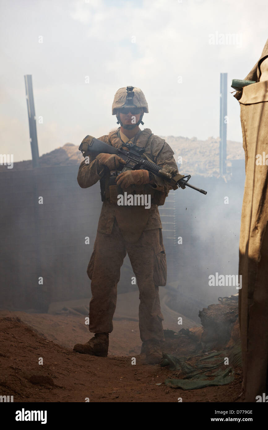 U.S. Marine At Small Austere Remote U.S. Marine Corps Combat Outpost in ...
