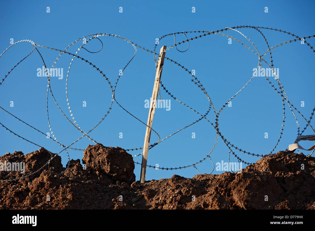 Detail Concertina Razor Wire at Small Remote Austere U.S. Marine Corps ...