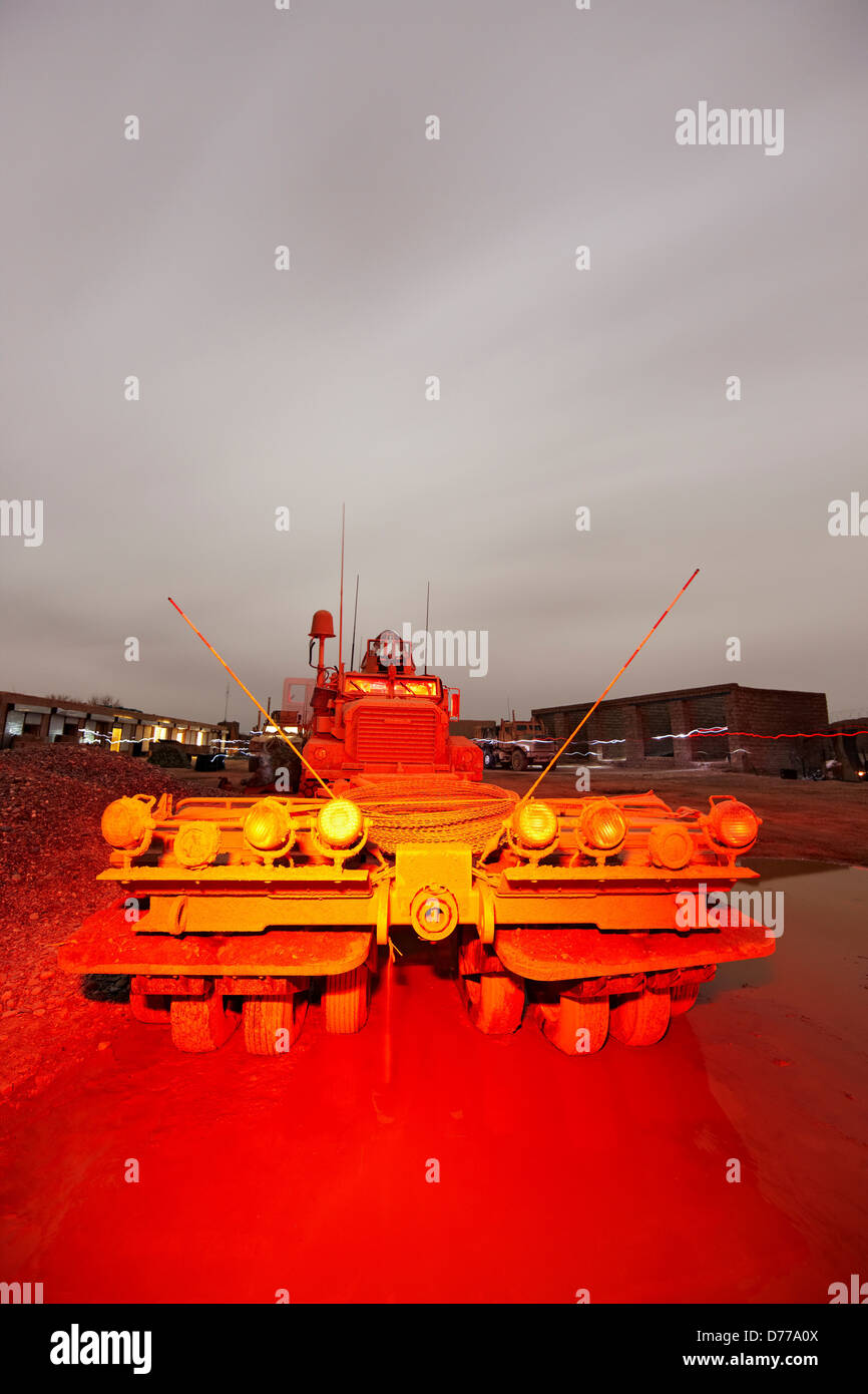 Nighttime View MRAP or Mine Resistant Ambush Protected Vehicle Mine ...