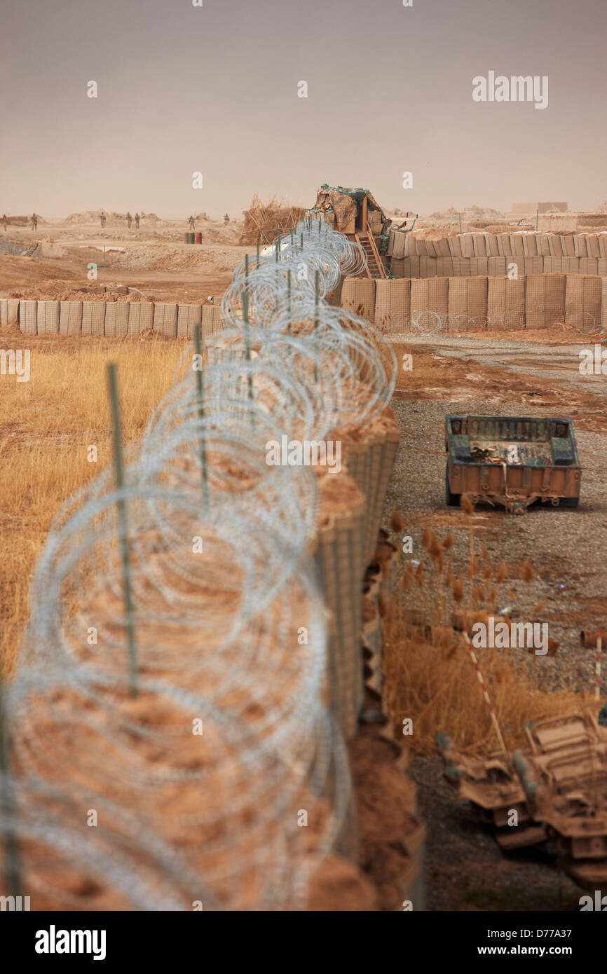 Concertina Razor Wire on Perimeter U.S. Marine Corps Combat Outpost in ...