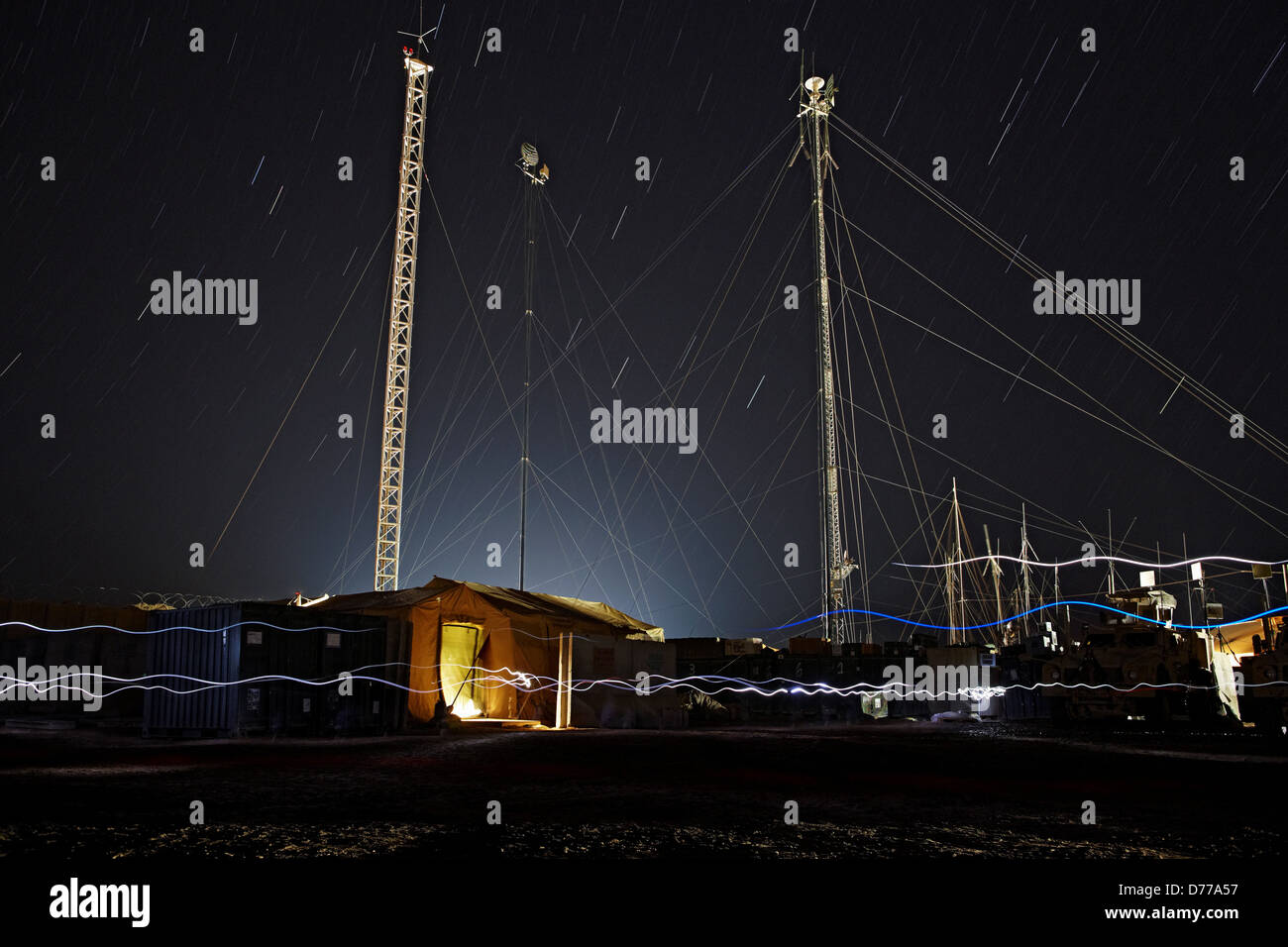 Night View U.S. Marine Corps Forward Operating Base in Marjah Helmand ...
