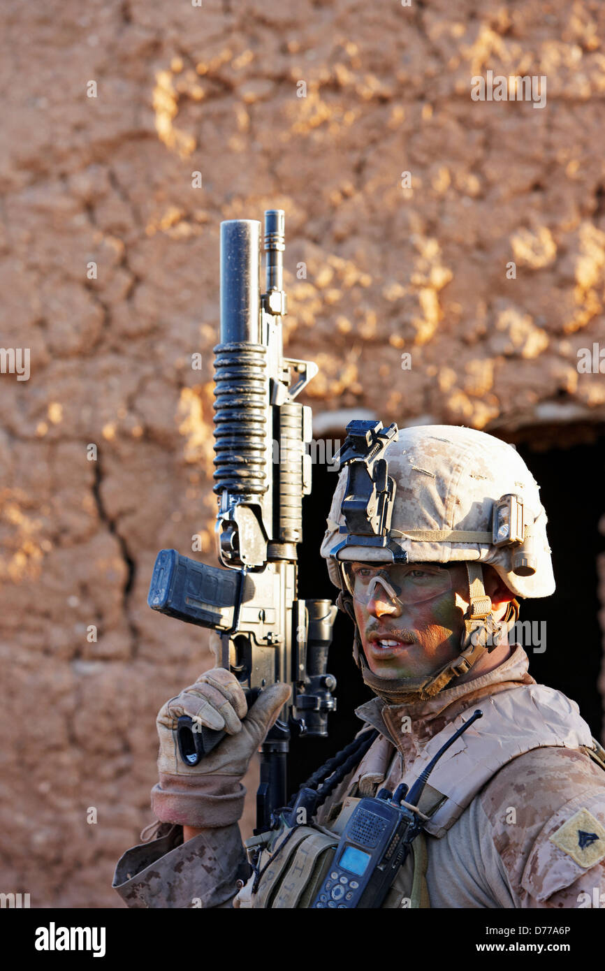 U.S. Marine Holding M4 Carbine During Combat Operation in Afghanistan's ...