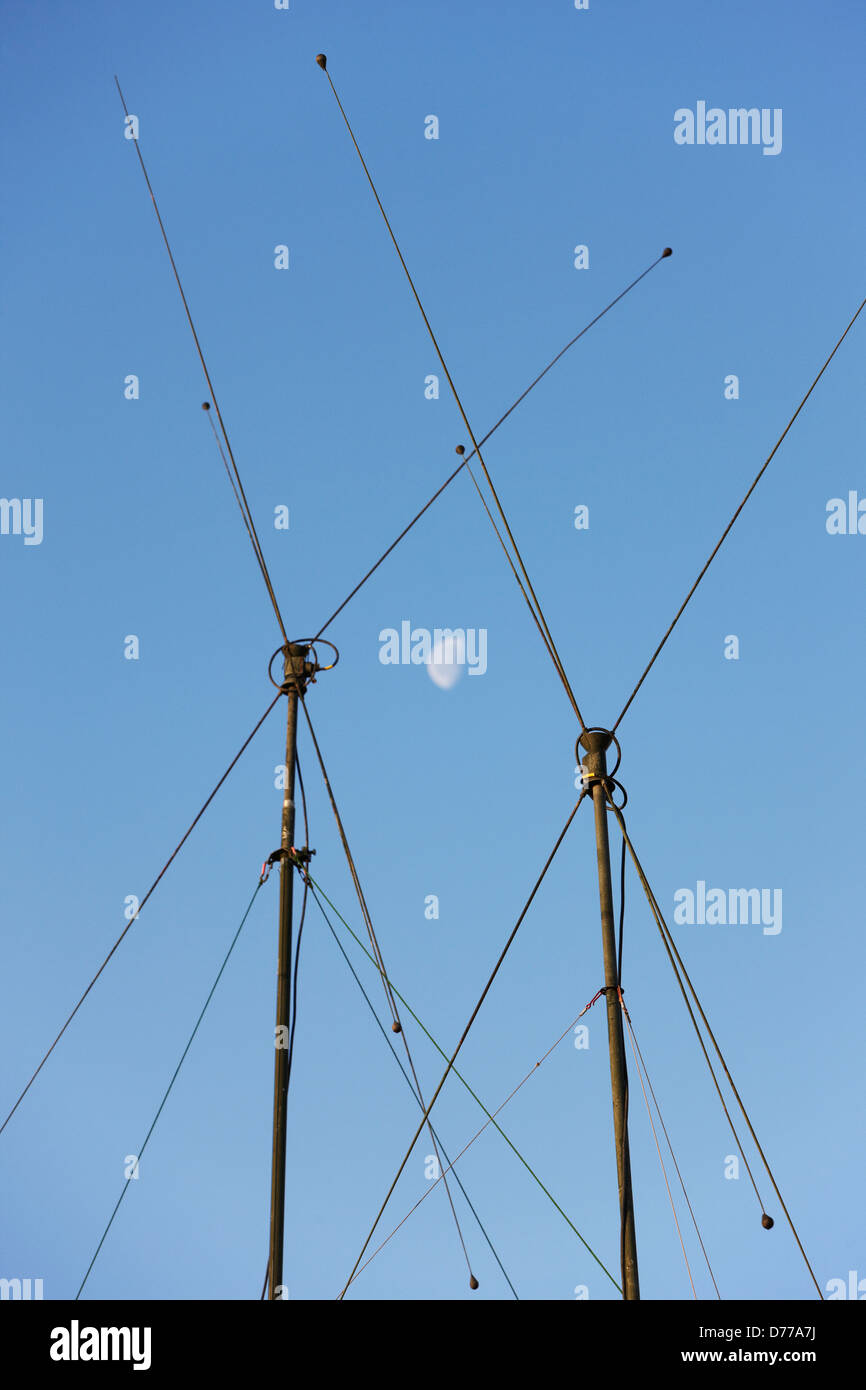 Communications Antennas Frame Gibbous Moon at U.S. Marine Corps Forward ...