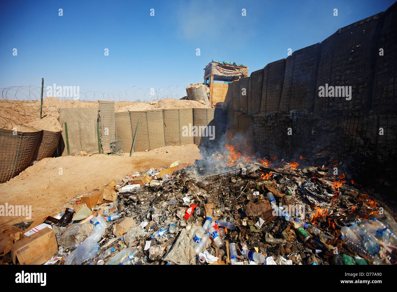 Trash Burning in Burn Pit at U.S. Marine Corps Combat Outpost in ...
