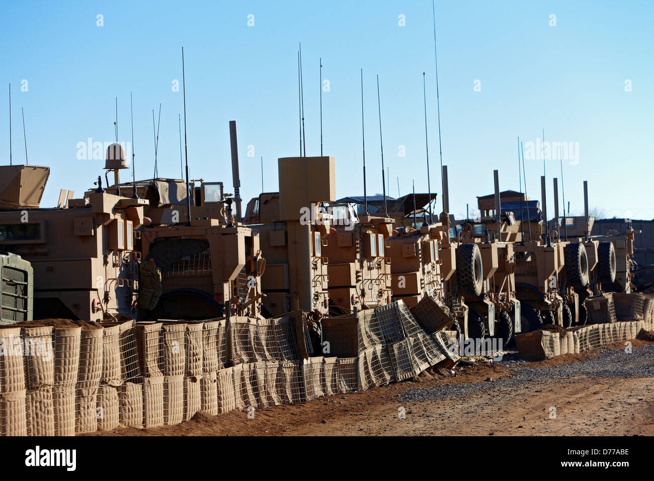 Line U.S Marine Corps MRAPs or Mine Resistant Ambush Protected Vehicles ...