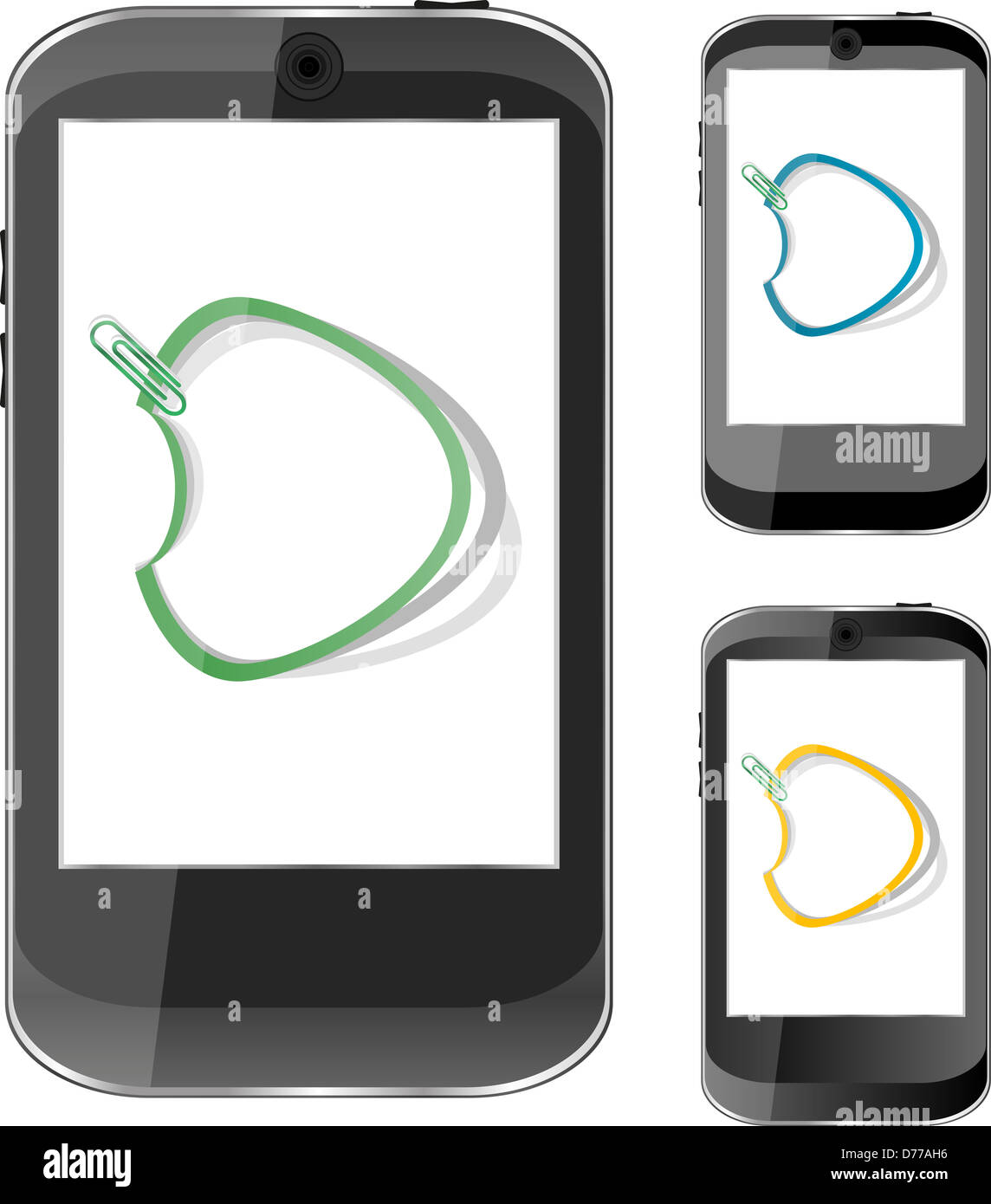 Modern mobile smart phone set with abstract stickers Stock Photo - Alamy