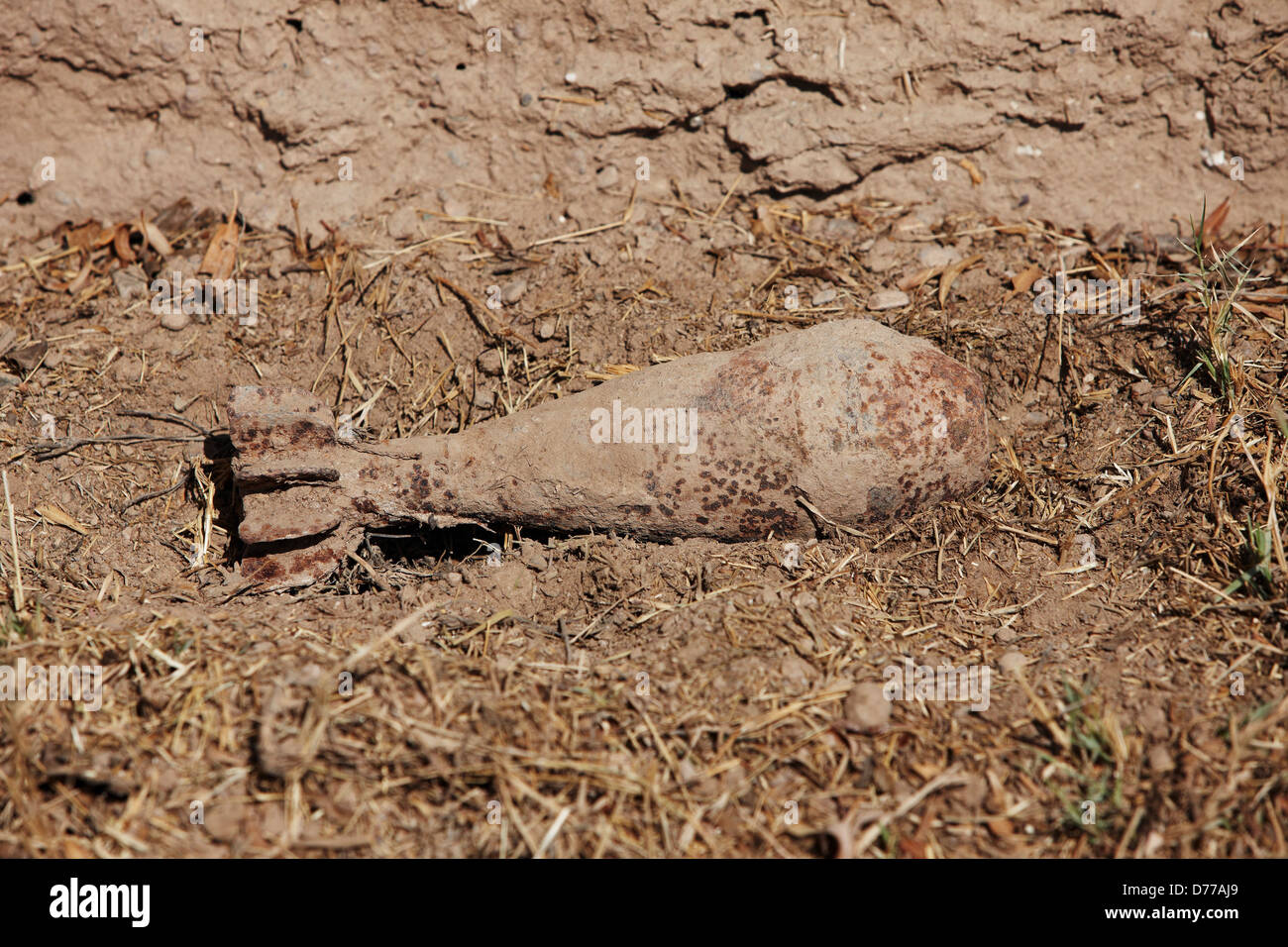 Partially Buried Unexploded 82mm Mortar Round Helmand Province ...