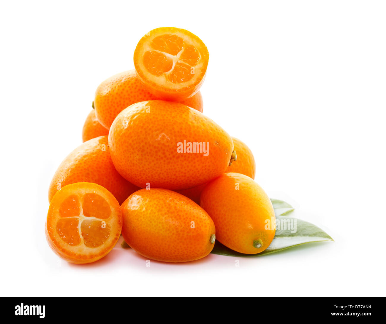 kumquat with leaf close up on white background Stock Photo - Alamy