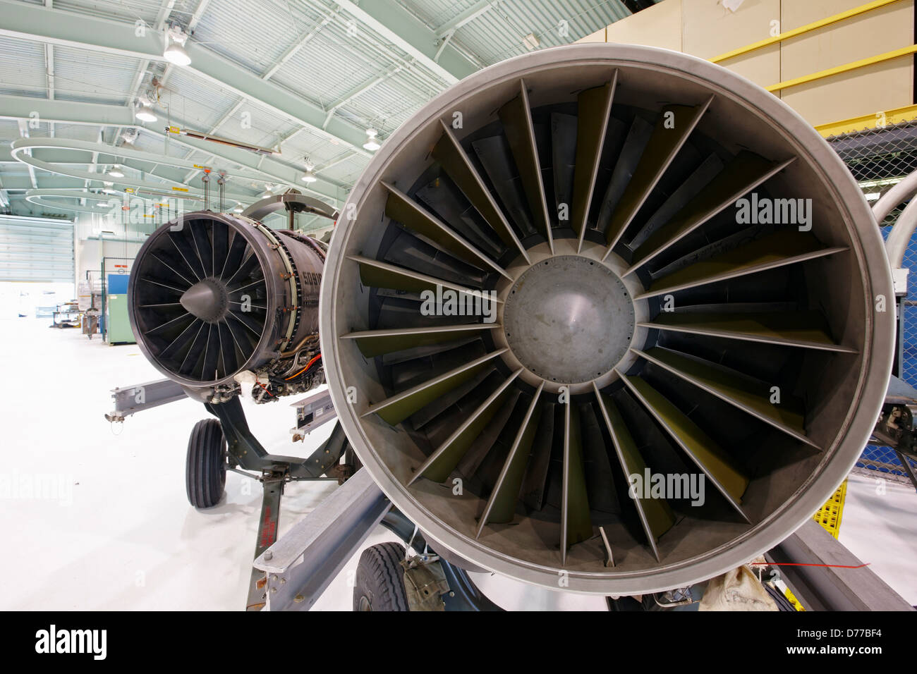 Two Jet Engines Each Showing Turbine Blades Side-by-Side Stock Photo ...