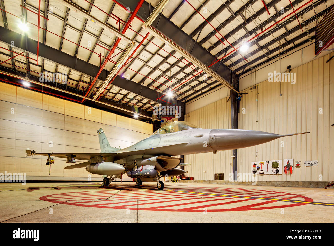 F-16 Alert Jet in Hangar Loaded Live Weapons High Dynamic Range or HDR ...