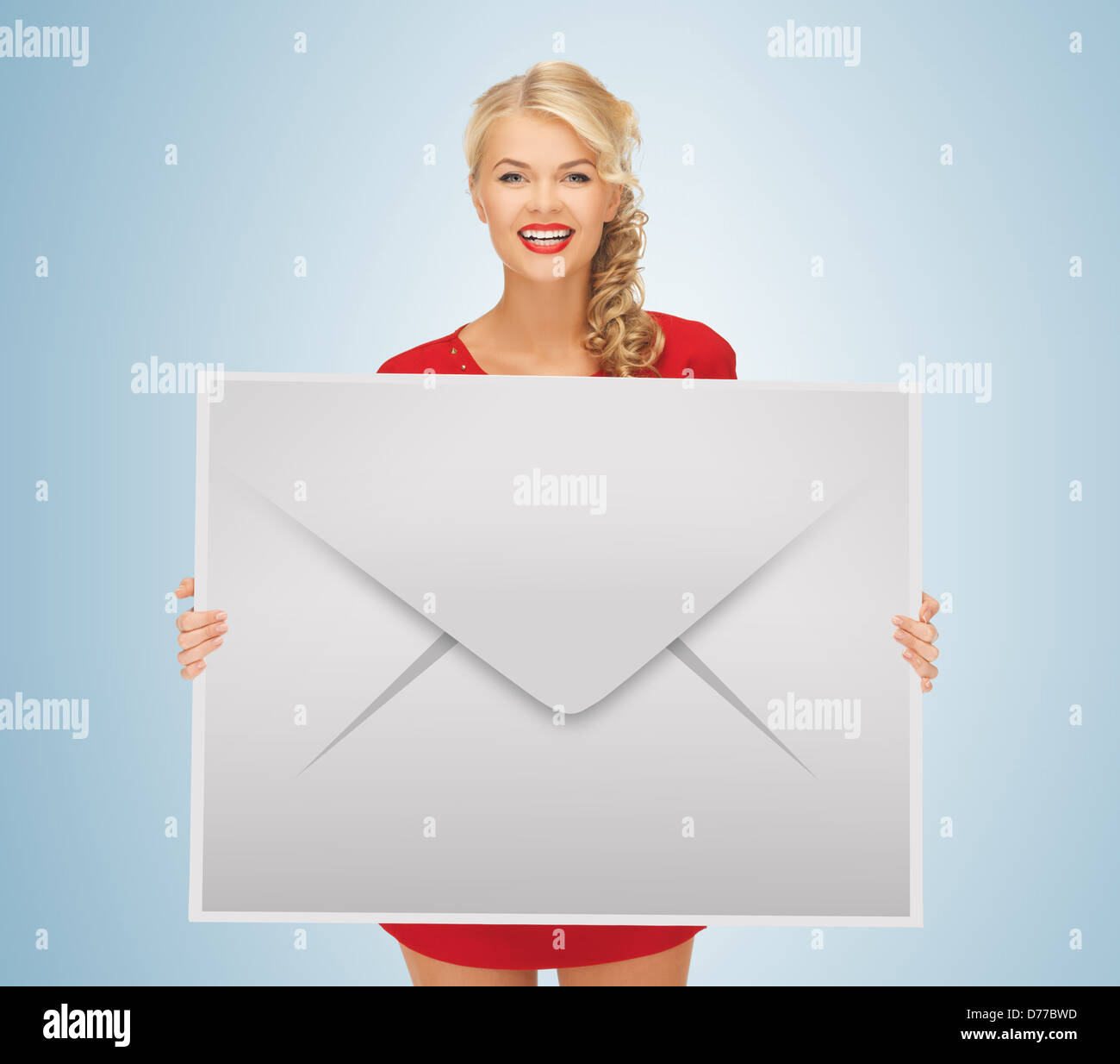 woman showing virtual envelope Stock Photo - Alamy