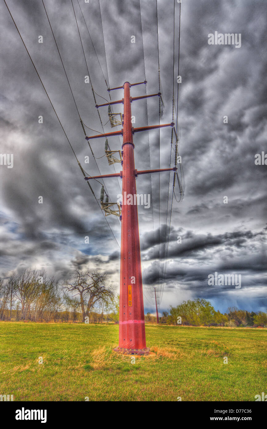 High Voltage Power Lines Power Line Tower HDR - High Dynamic Range ...