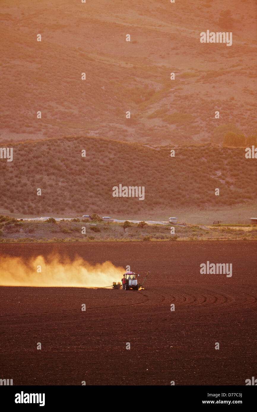 Farm Tractor Preparing Agriculture Field Planting Turning Soil Grading ...