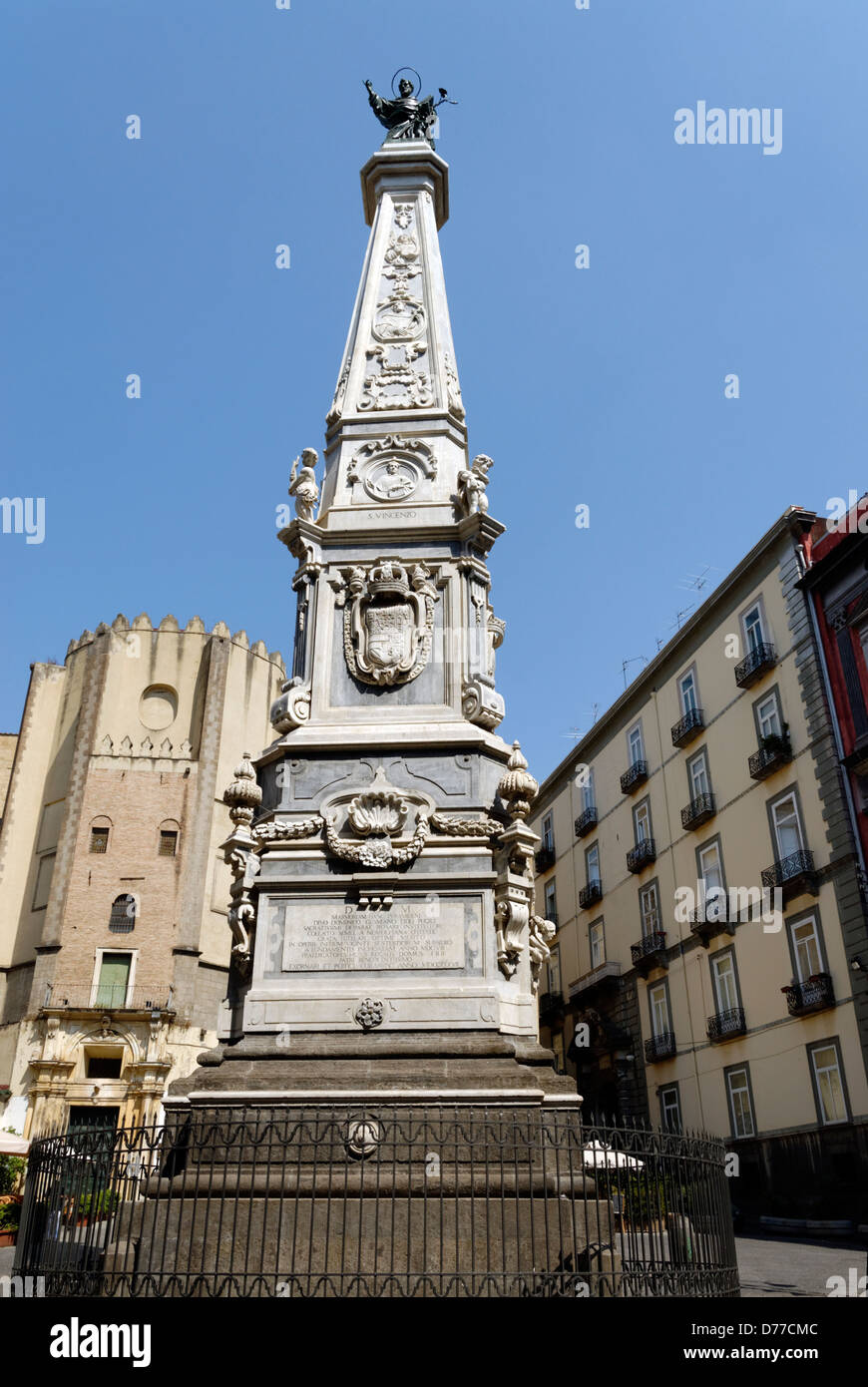 Naples. Italy. View of the Baroque Guglia di San Domenico in the ...