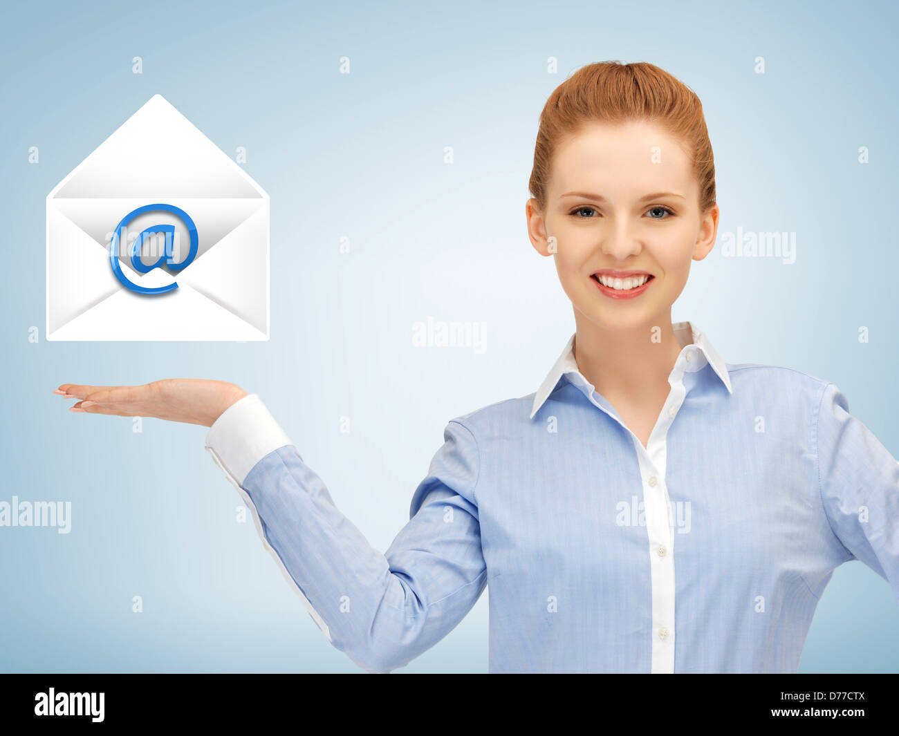 woman showing virtual envelope Stock Photo - Alamy