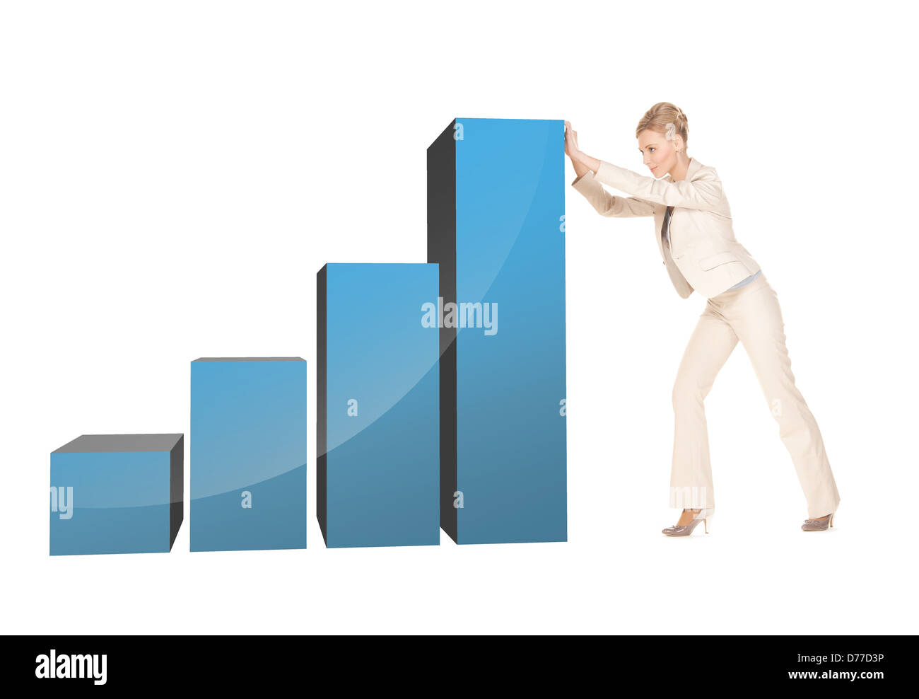 businesswoman moving big 3d chart Stock Photo - Alamy
