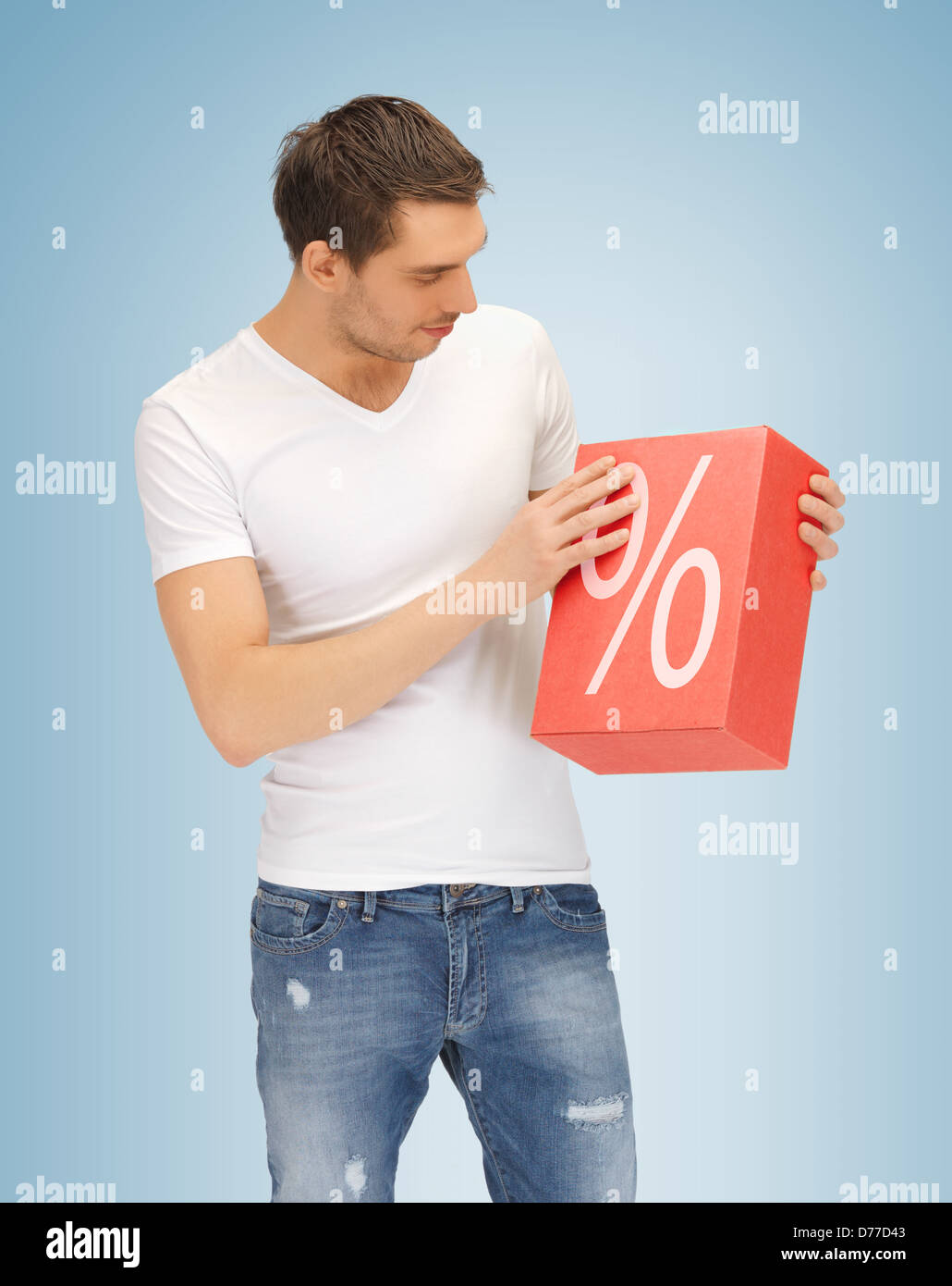 man with big percent box Stock Photo - Alamy